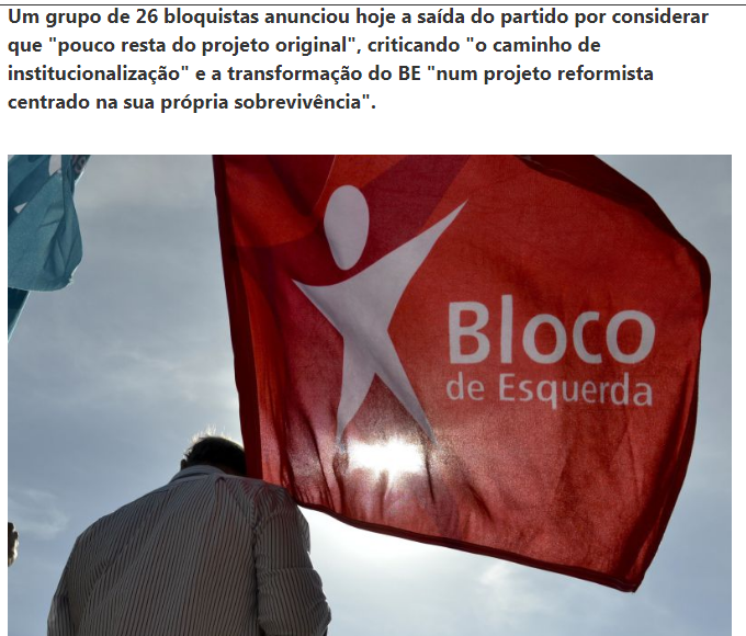 Militantes do Bloco de Esquerda criticam aproximação ao Partido Socialista